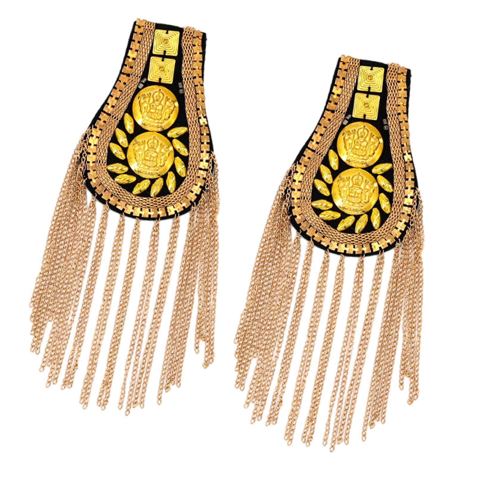 2Pcs Metal Tassel Link Chain Epaulet Shoulder Tassel Epaulette Men ...