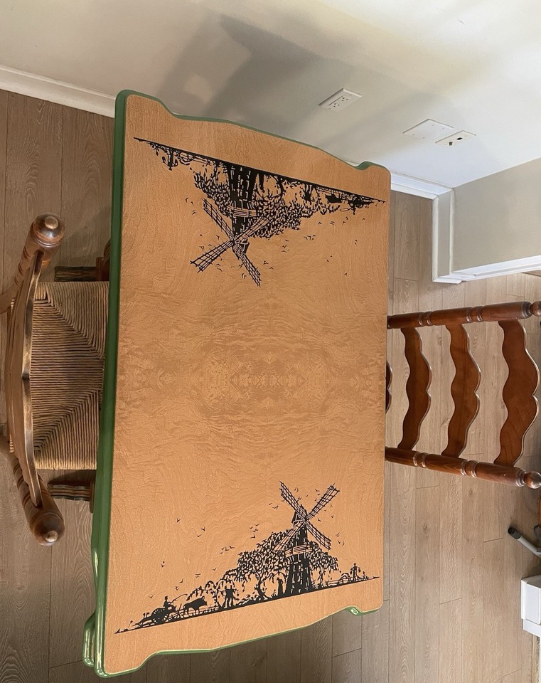 Vintage 1934 Enamel Top Ugo Mochi Table & Two Tell City Chairs | eBay