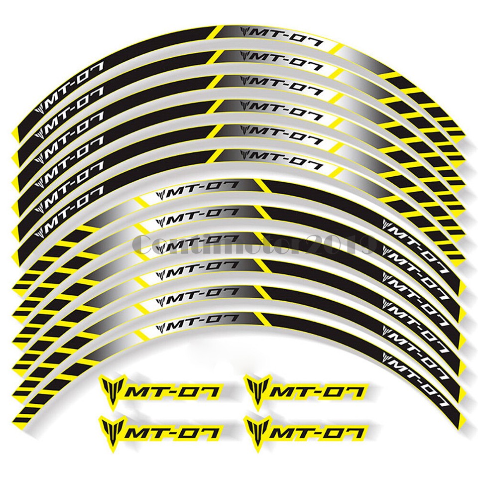 Motorcycle Stripes Wheel Tape Decals Stickers For Yamaha MT-07 MT07 RIM ...