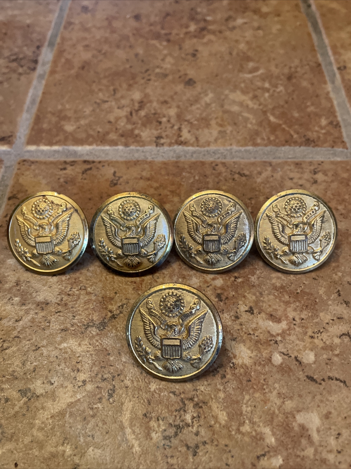 Lot Of 5 US Army Brass Military Button Great Seal & Eagle Waterbury ...