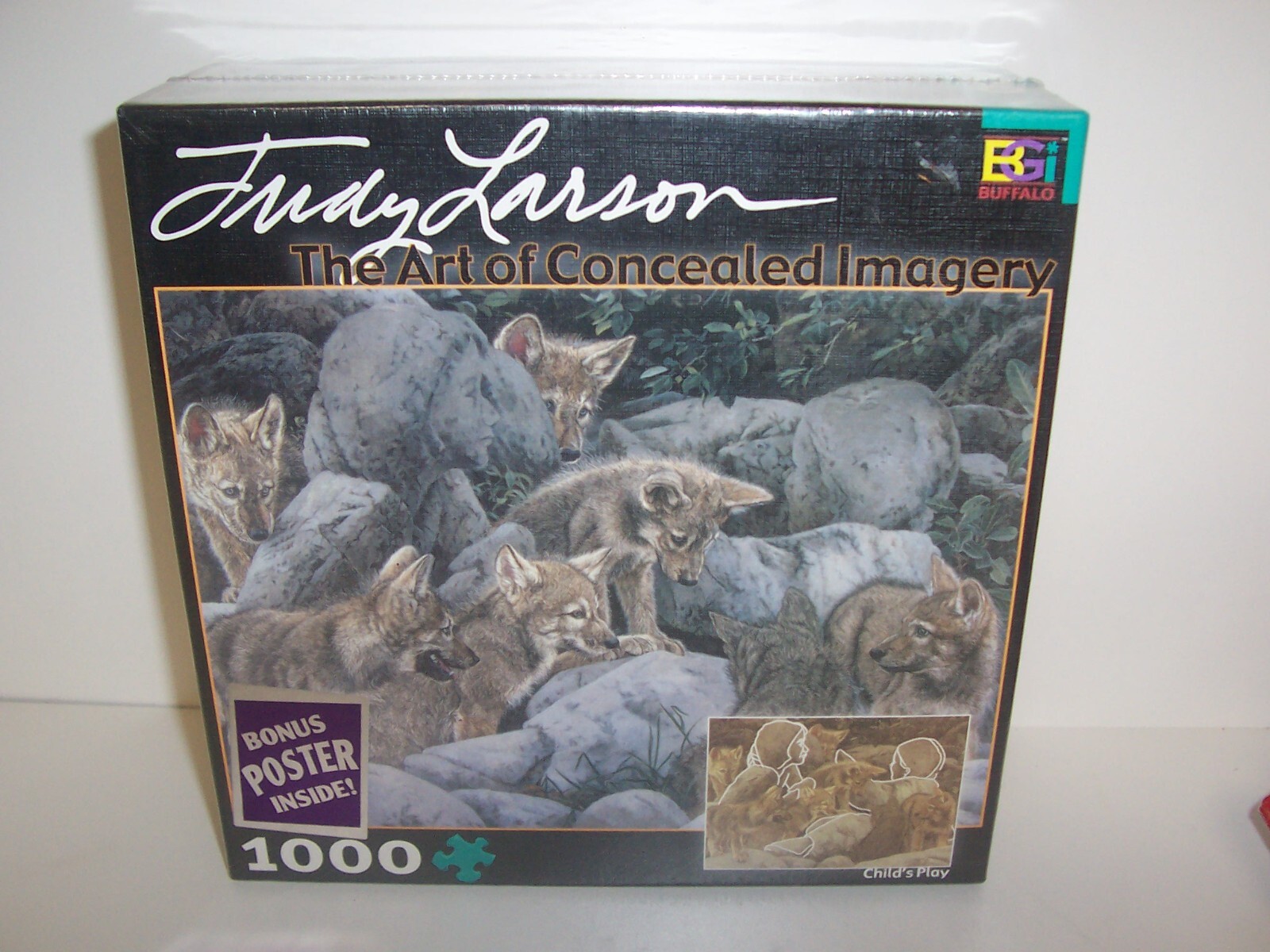 NEW SEALED Judy Larson 1000 piece puzzle Wolves "Child's Play" W/ Bonus ...