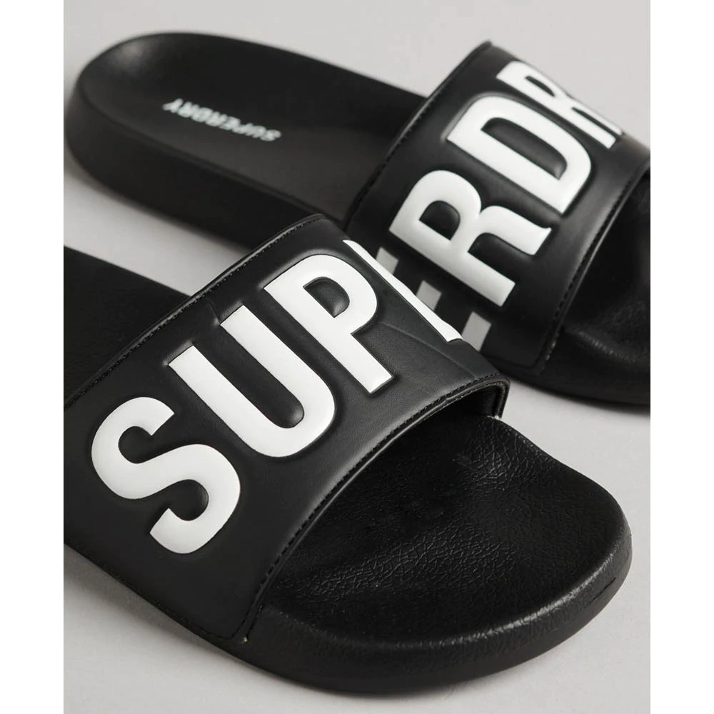 Superdry Mens Code Core Pool Sliders Black Optic White Holiday Size Small 6-7 | eBay