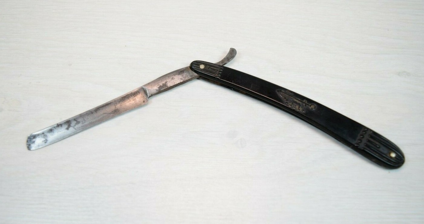 Antique Military Shaving Straight Razor Razier Garanti SOLINGEN GERMANY ...