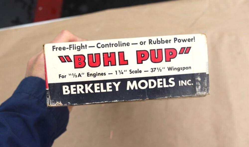 VINTAGE BERKELEY MODEL BUHL PUP BALSA WOOD AIRPLANE FREE FLIGHT CONTROL ...