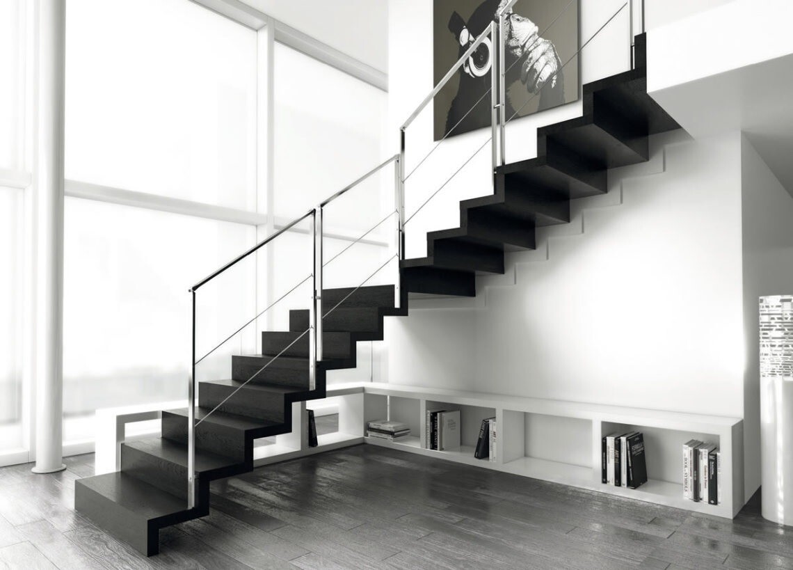 Indoor Straight Winder Staircase Stairs Kit One Side Z-Shape Steel ...