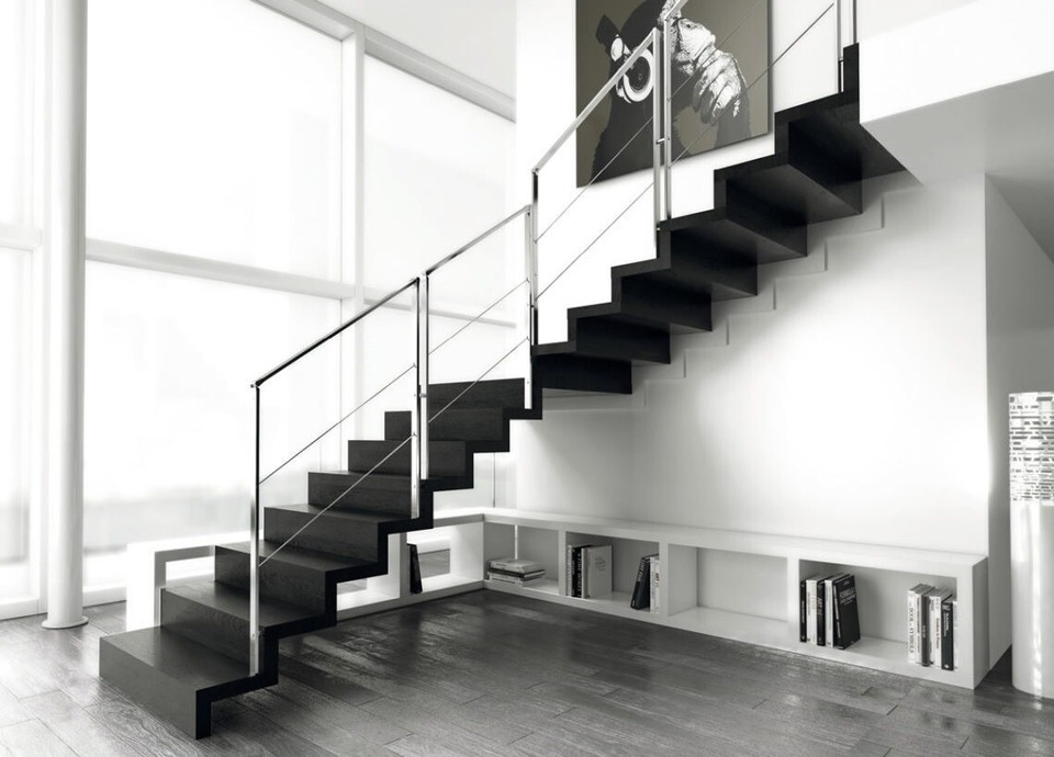 Indoor Straight Winder Staircase Stairs Kit One Side Z-Shape Steel ...