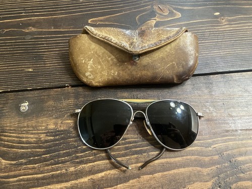 1960s Vtg B&L RAY BAN Wraparound AVIATOR Sunglasses Frames Only Leather ...