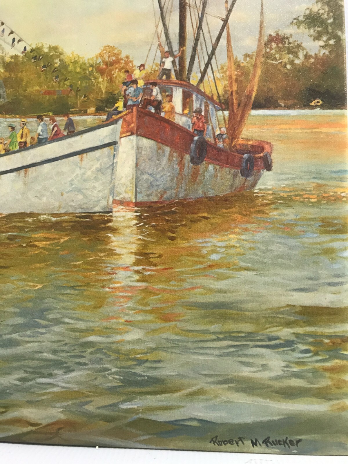 Louisiana Artist Robert M Rucker Canvas Art Blessing of the Fleet Rare ...