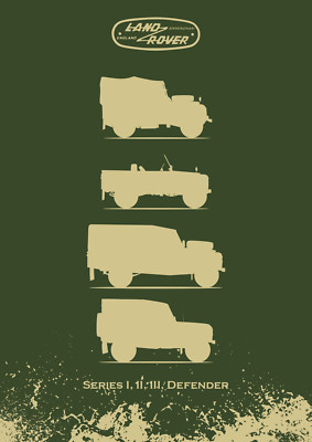 POSTER - LAND ROVER EVOLUTION - (A4 A3 A2 Sizes) Car Silhouette Series ...