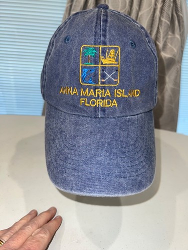 Anna Maria Island Florida washed out Denim embroidery front Hat Cap ...