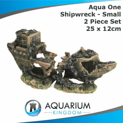 Aqua One Shipwreck Small 2 Piece - Aquarium Tank Ornament Ship Wreck ...