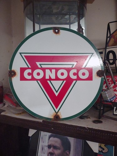VINTAGE CONOCO GASOLINE PORCELAIN ENAMEL GAS OIL SERVICE STATION PUMP ...