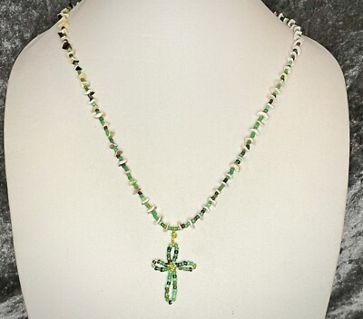 Men's Cross pendant Necklace with multiple Shades glass &Pucca Shell ...