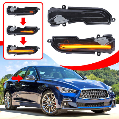 LED Mirror Sequential Turn Signal Light Park For Infiniti Q50 QX50 Q60 ...