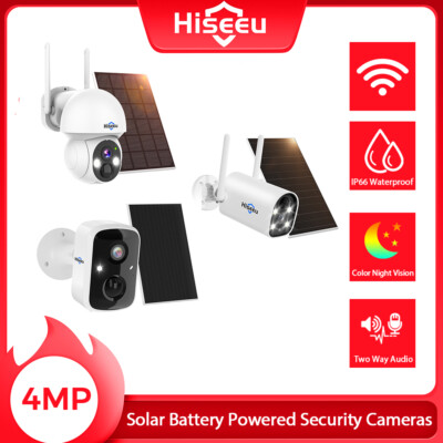 1-4 PCS Hiseeu 4MP Solar Battery Powered Wireless WiFi Security Camera ...