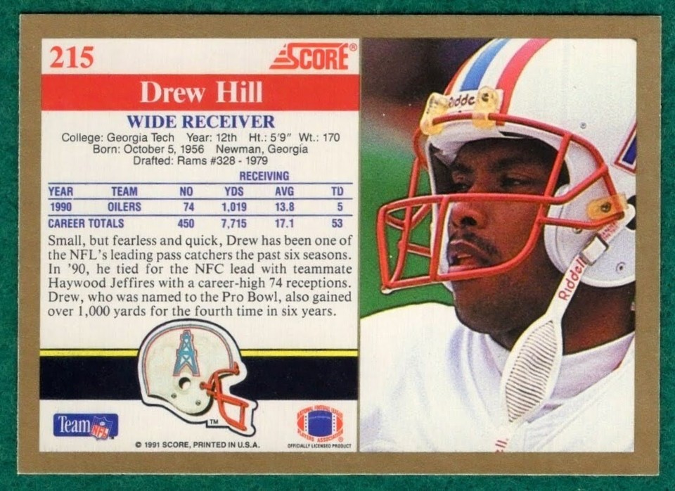 Drew Hill - 1991 Score #215 - Houston Oilers Football Card | eBay