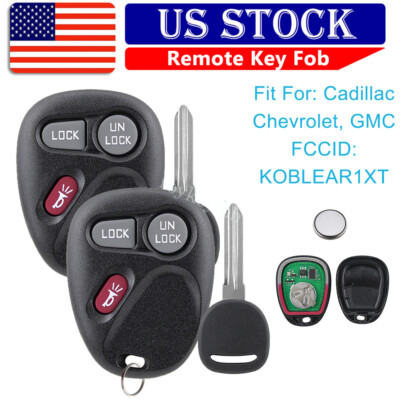 2 New Replacement Keyless Entry Remote Car Fob Transmitter + Key for ...