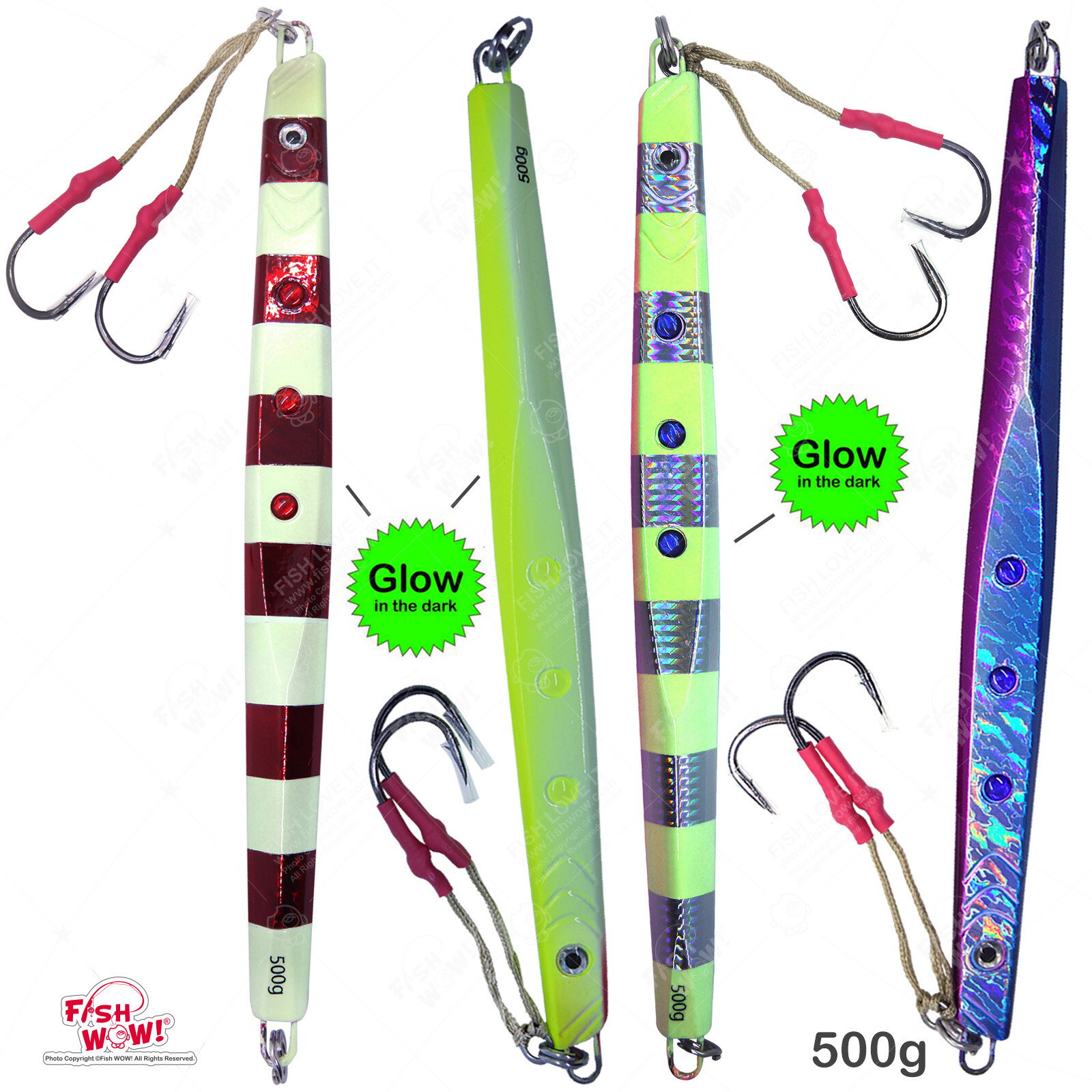 Fish WOW! 500g Fishing Speed Jigs 17.5oz Vertical Trolling knife Lures ...