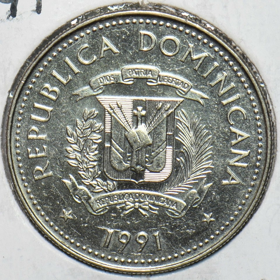 Dominican Republic 1991 25 Centavos Ox animal UNC 903810 combine ...