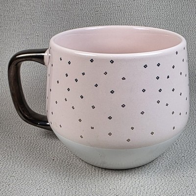 THRESHOLD Stoneware Pink White W/Gold Confetti Oversized Coffee Mug Cup ...