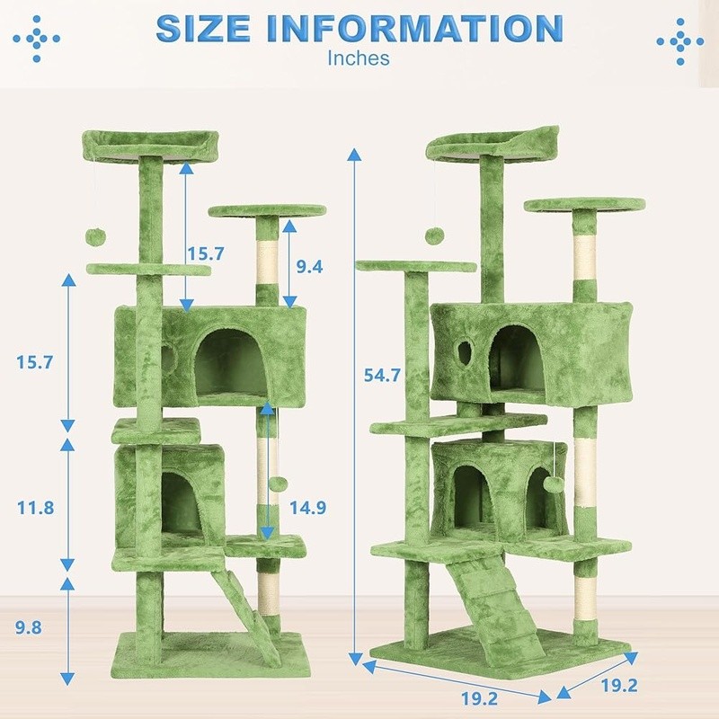 Multi-Level Cat Tree W/ Scratching Posts Cozy Beds Interactive Toys ...
