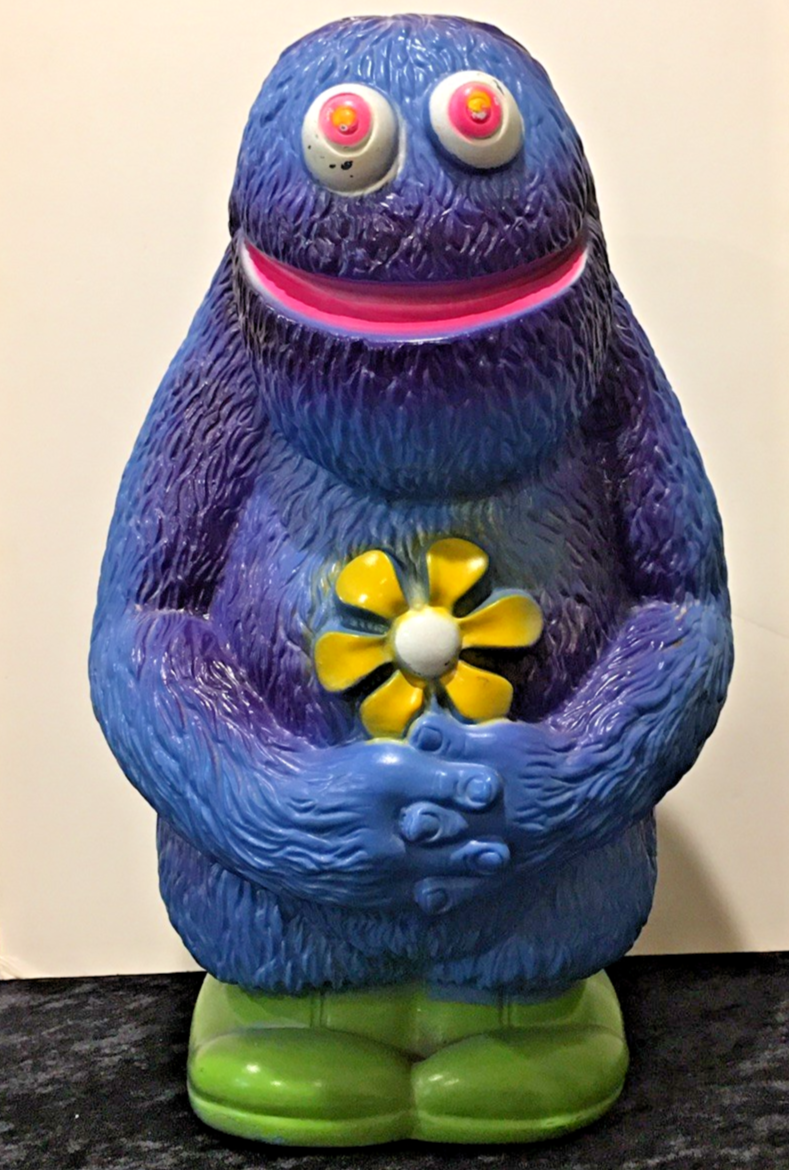 Play Pal Plastics Blow Mold Bank Blue Monster Flower Power Vintage 1971 GROOVY | eBay