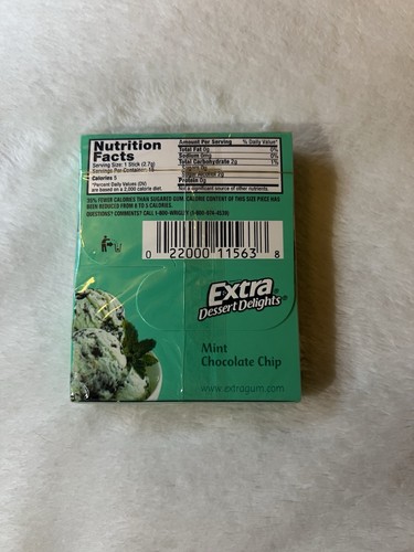 Wrigley's Extra Mint Chocolate Chip Sugarfree Gum 15 sticks of Gum New ...
