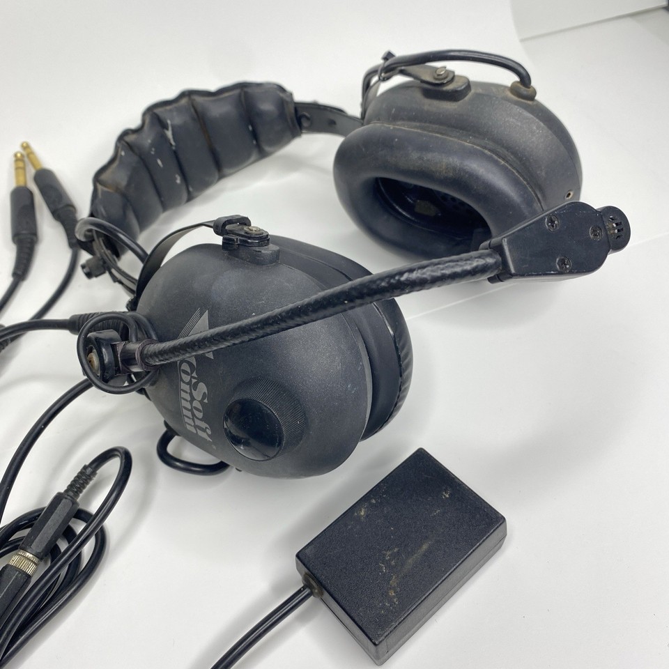 SoftComm Aviation Headset with Microphone Black - Tested and Working | eBay