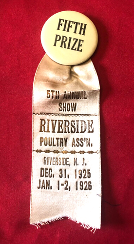 Vintage 1925-1926 Riverside New Jersey Fifth Prize County Fair Ribbon ...