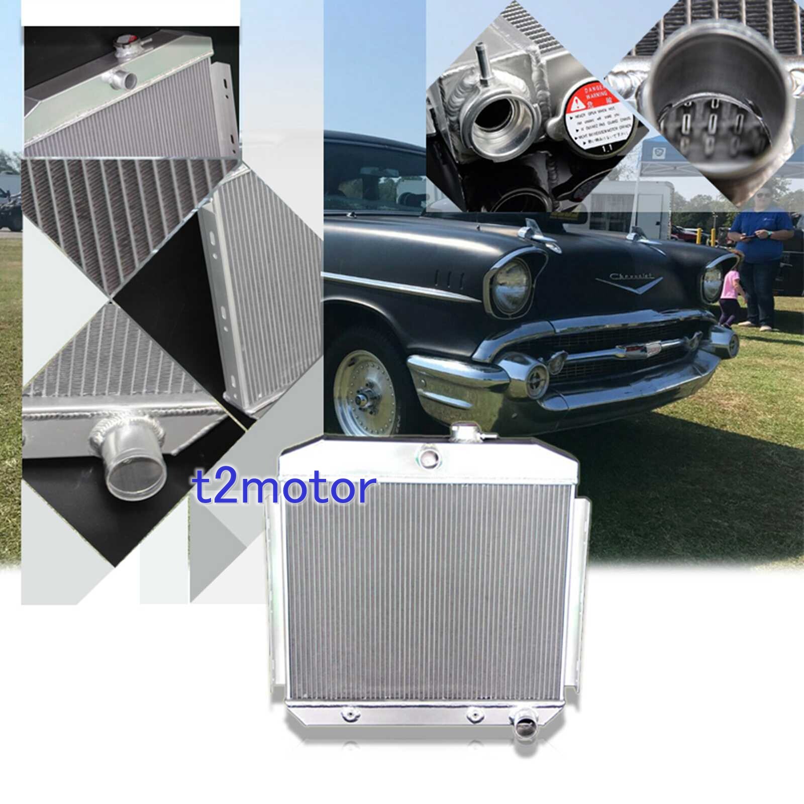 Aluminum 3 Row Radiator For 1955-1957 Chevy Bel Air Del Ray 150 210 6 ...