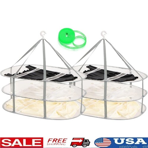 3 Tier Folding Mesh Drying Rack Portable Space Saving Hanger Indoor ...