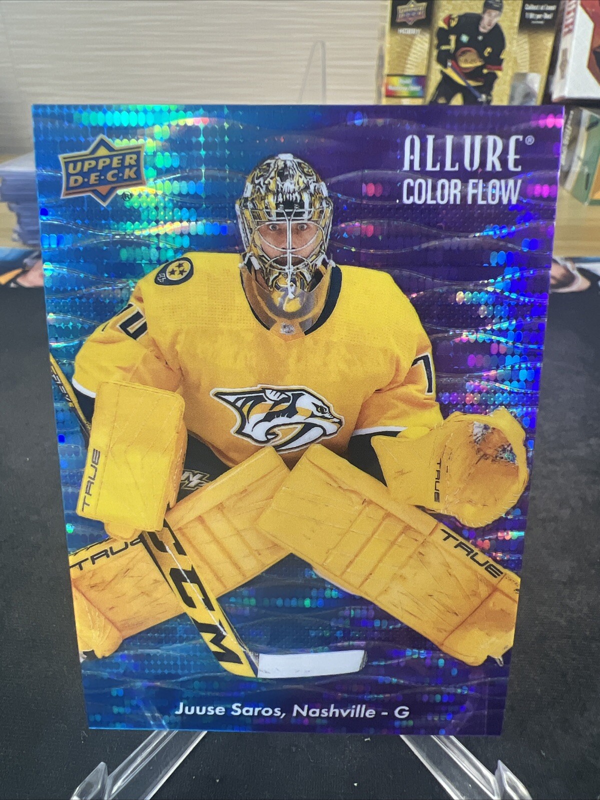 Juuse Saros 2023 Upper Deck Allure #CF-4 Color Flow - Blue Purple ...