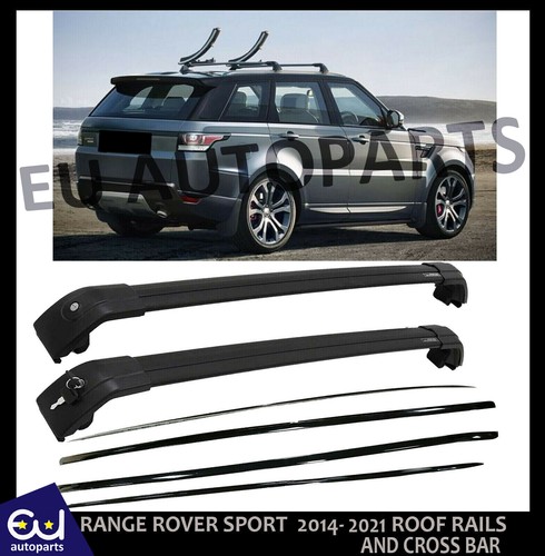 FOR RANGE ROVER SPORT L494 ROOF RAILS AND CROSS BARS GLOSS BLACK 100% ...