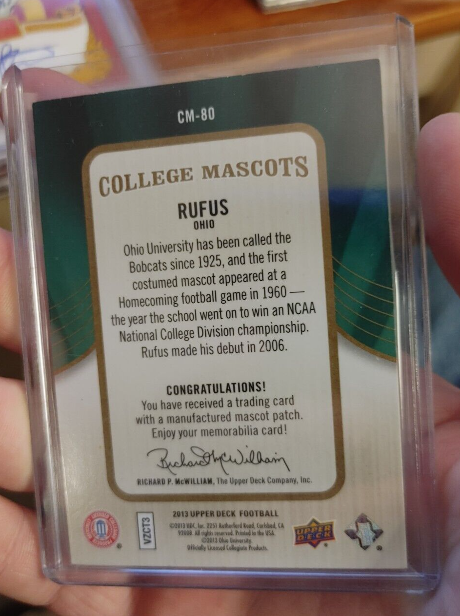 2013 Upper Deck - College Mascots Manufactured Patch #CM-80 Rufus for ...