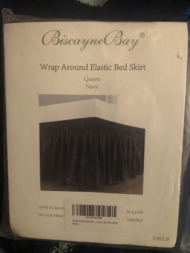 Biscayne Bay Wrap Around Elastic Bed Skirt Queen Size Navy Blue | eBay