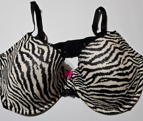 Smart and Sexy Zebra Print Bra 42DD Black White Lace Back Underwire ...