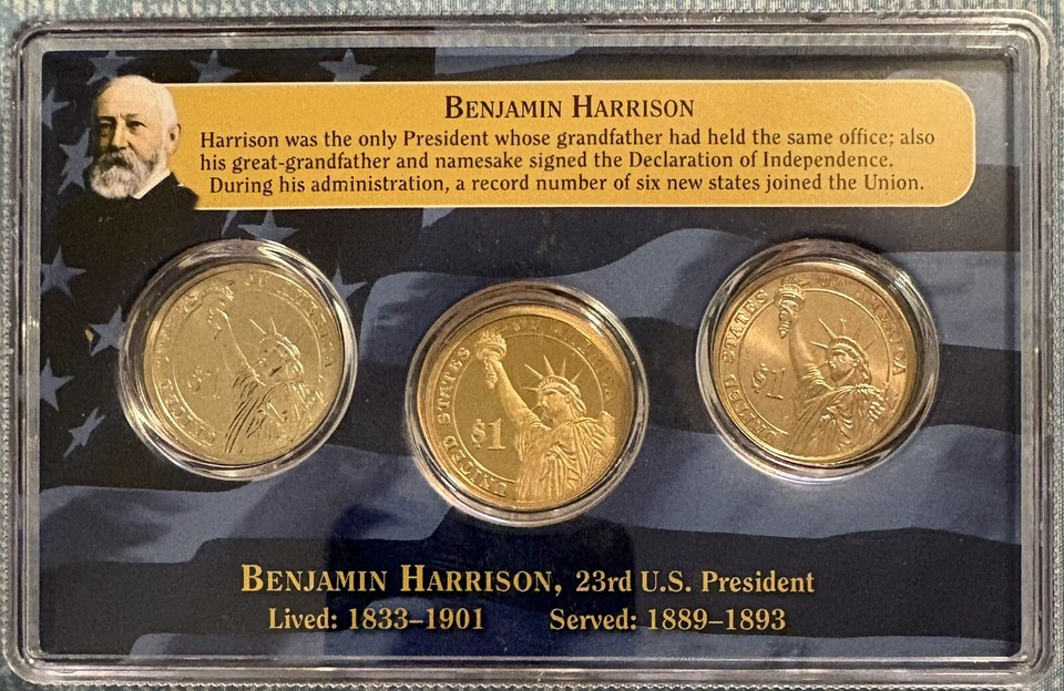Benjamin Harrison 2012 First Day Issue Presidential Dollar $1 Coin Set ...