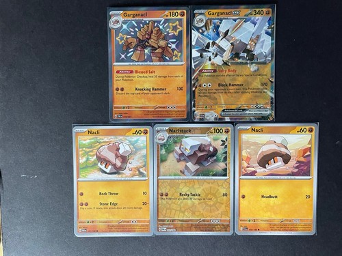 Garganacl EX+Shiny + Naclstack (revHOLO) + Nacli (x2) 5-card Pokemon ...