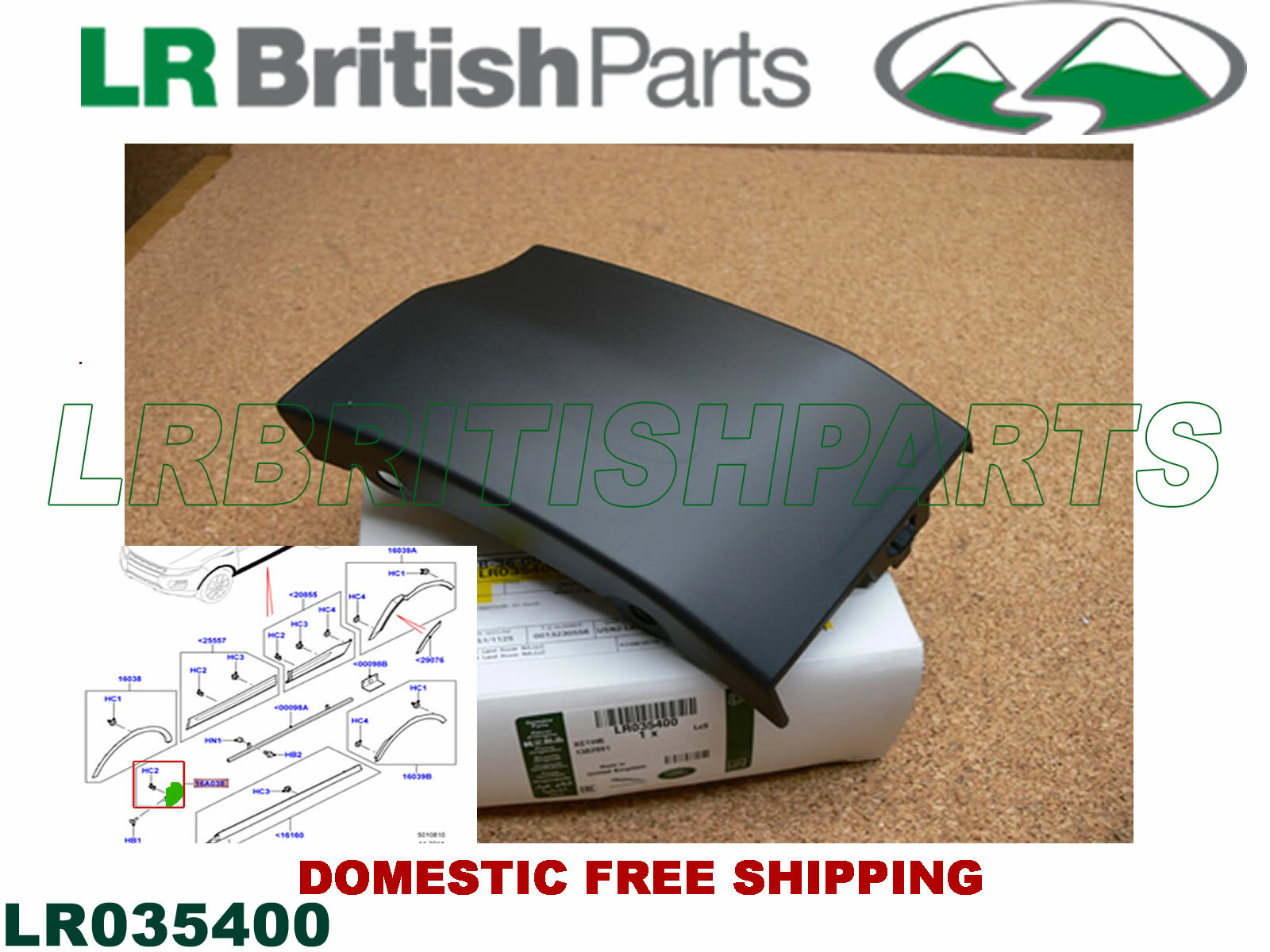 GENUINE LAND ROVER LOWER FRONT FENDER MOULDING EVOQUE LH NEW LR035400 ...