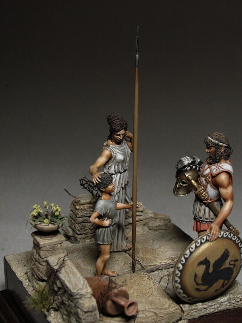 1/32 54mm Son Spartan (3 FIGURES WITH BASE) Resin Model Miniature Resin ...