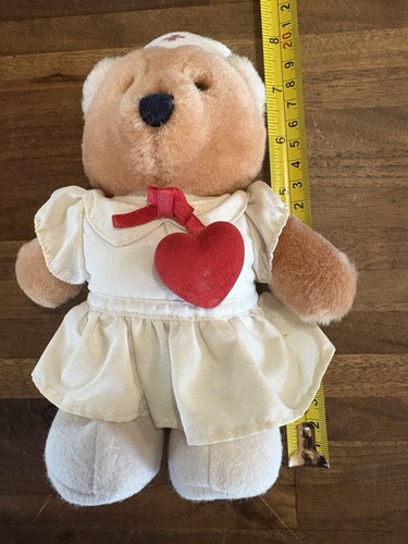 Vtg Dakin Nancy Bear Nurse #31-1380 Medical 8" Plush Animal Puffy Heart ...