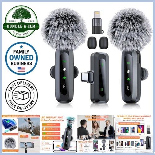 Wireless Microphone Mini Mic for iPhone/Android Phone, LED Display ...