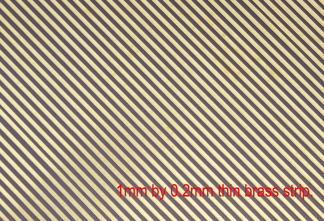 10 (ten) pieces of 1mm wide brass modellers strip. 180mm lengths. 0.2mm ...