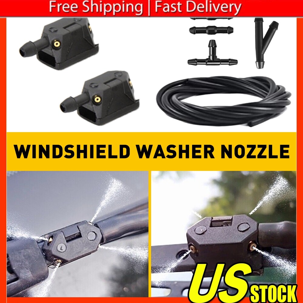 7pc Car Windshield Washer Wiper Sprayer Nozzle Spray Jet 2m Hose Tube ...
