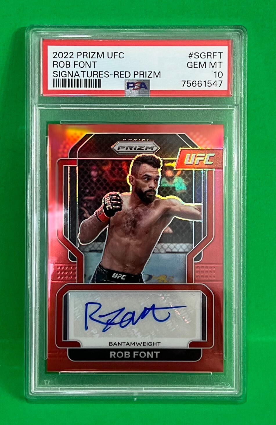 ROB FONT 2022 RED Panini Prizm UFC Auto PSA 10 GEM MT Serial numbered ...