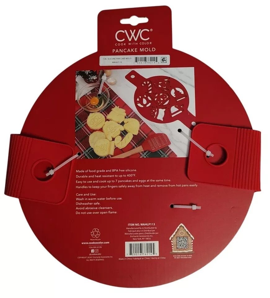 CWC Silicone Pancake Eggs RED 7 Molds Sled Hat Wreath Snow Globe ...