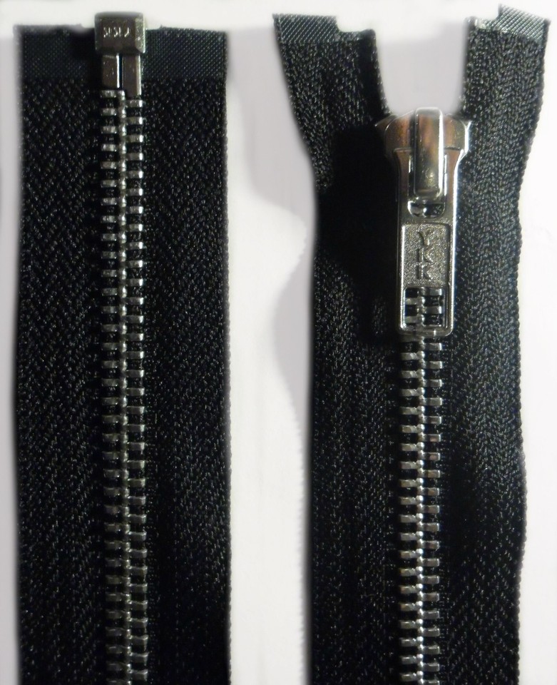 YKK ZIP BLACK, 9.5"/24CM, ALUMINIUM TEETH, OPEN END, HEAVY DUTY, NO.5 ...