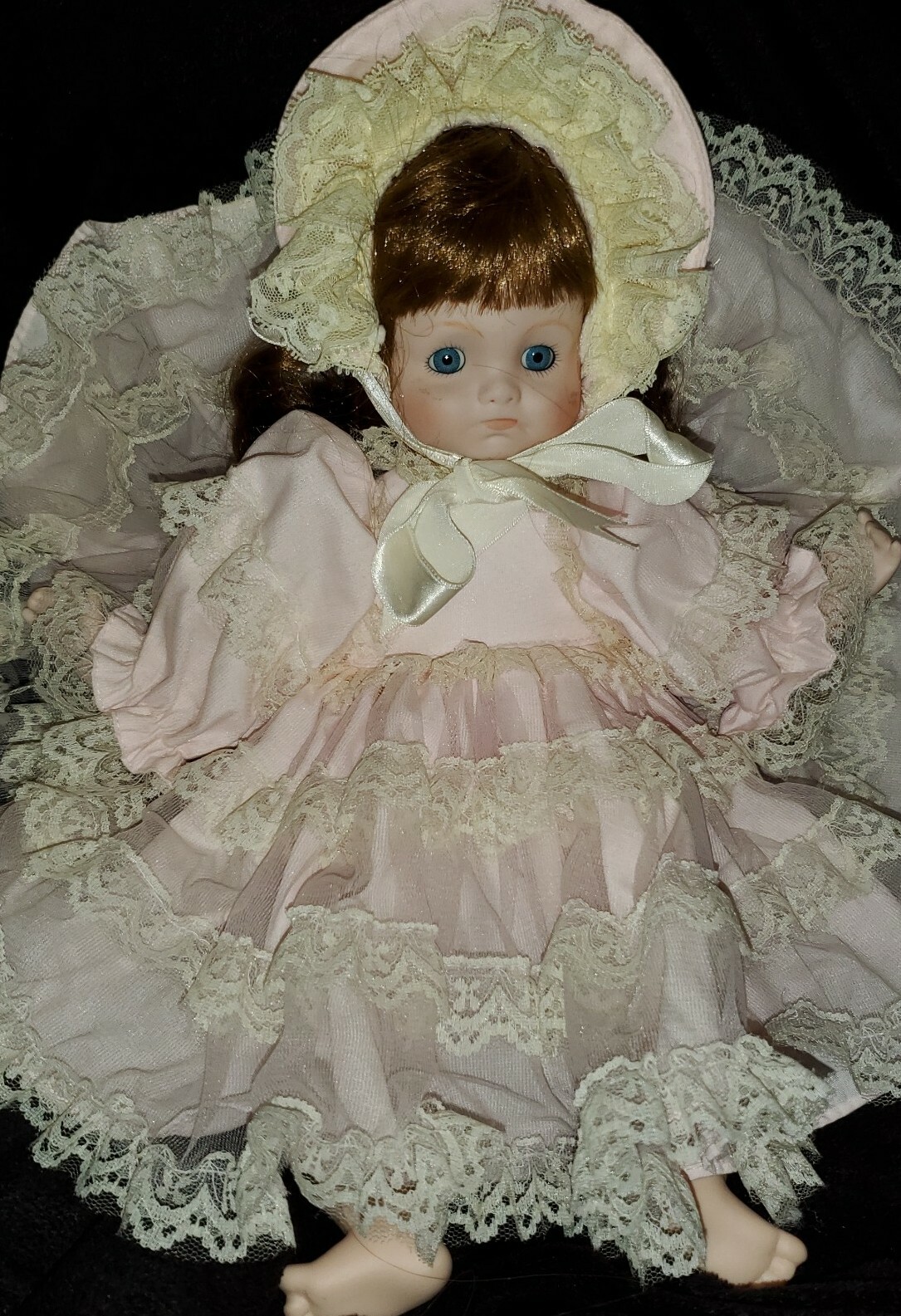 Vintage Porcelain Bradley’s POUTY Doll WideEye Girl 10”Seated full ...