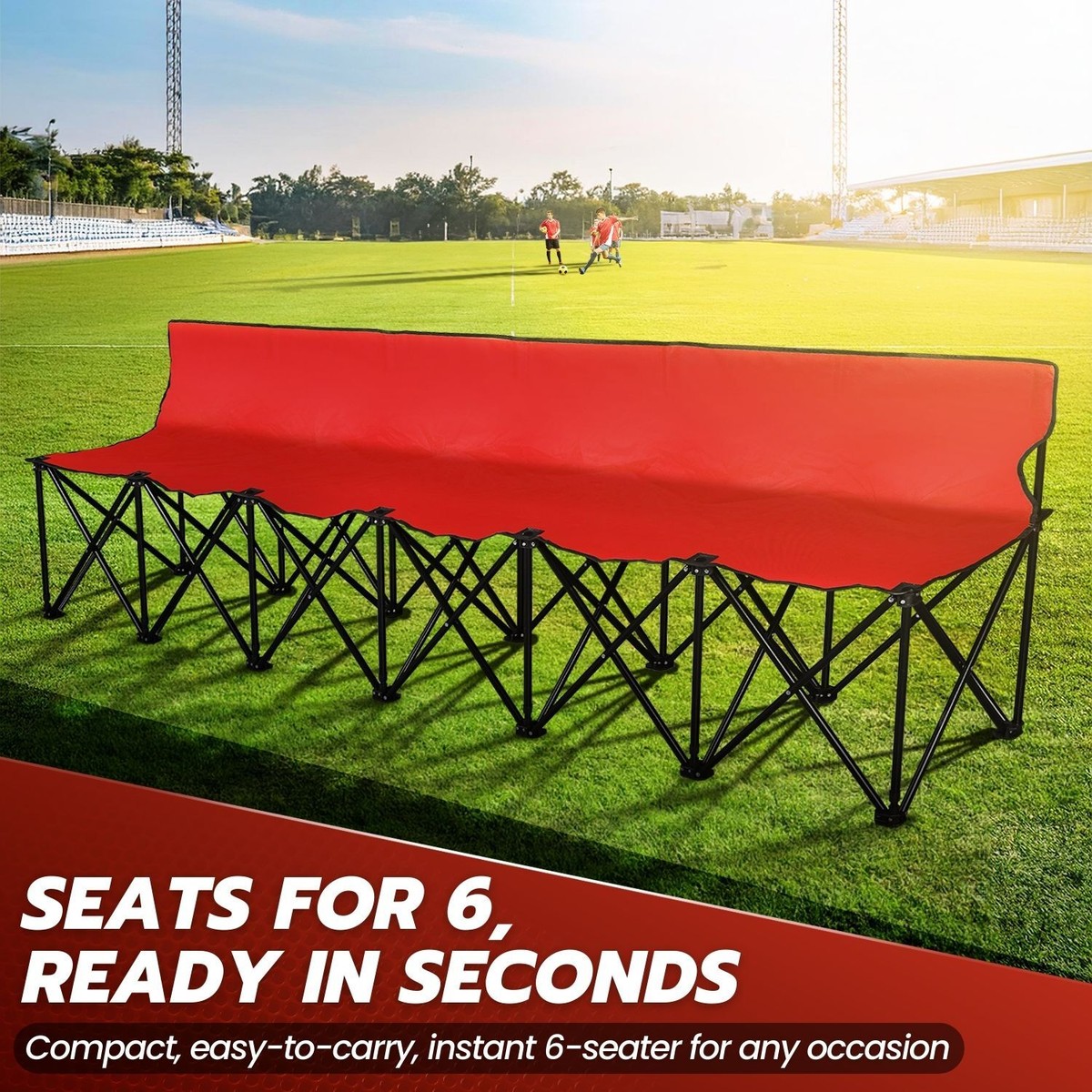 Soccer Bench Flexzion Portable Folding Bench Seat, 6 Seater ...