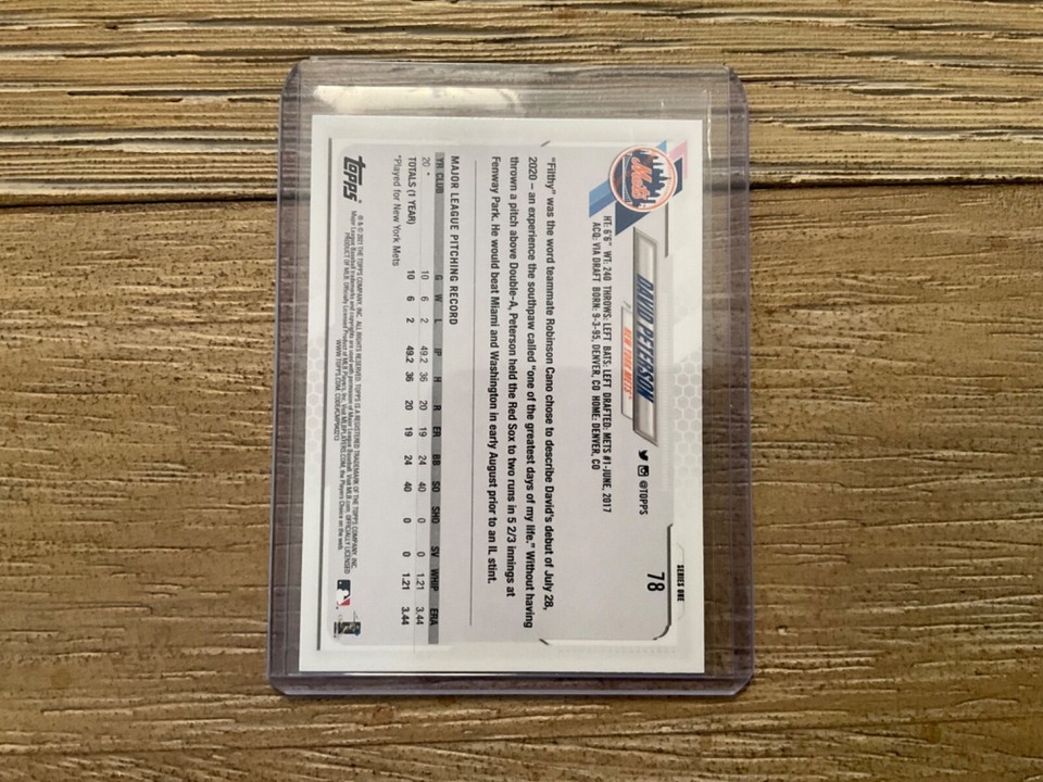 2021 Topps Baseball Drew Peterson Hoil Foil Rookie Card New York Mets | eBay